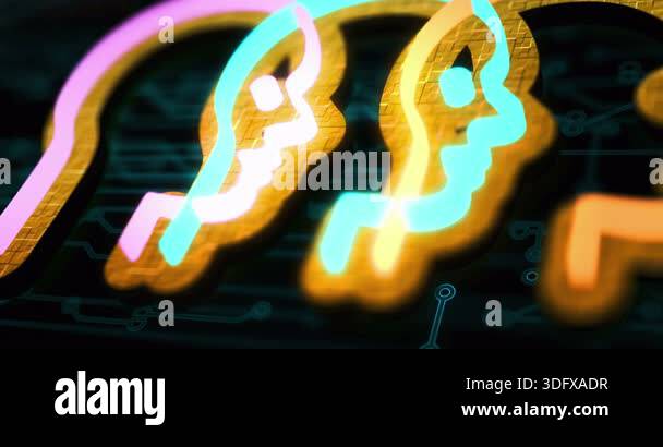 Artificial intelligence head ai colored symbol concept. Network, cyber ...