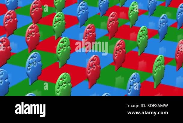 Artificial intelligence Ai head multiple 3d symbol looped and seamless ...