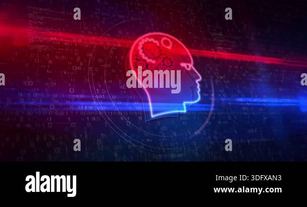 Artificial intelligence Ai head symbol on abstract digital background ...