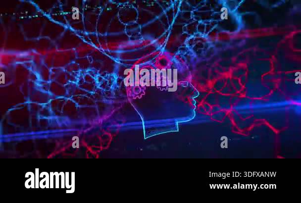 Artificial intelligence Ai head icon looped abstract digital object ...