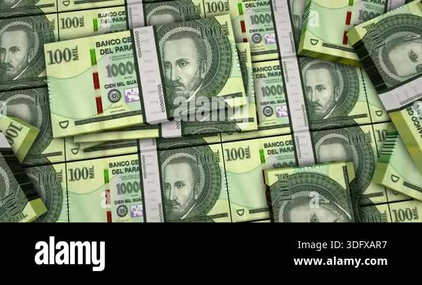 Paraguay guarani Paraguayan money banknotes 3d animation. 100000 PYG ...