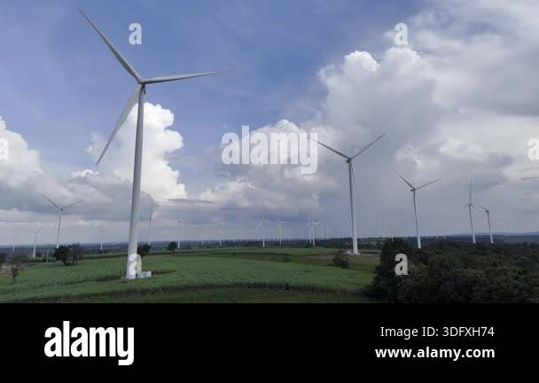 Wind turbines at green mountain hill clean sustainable electricity ...