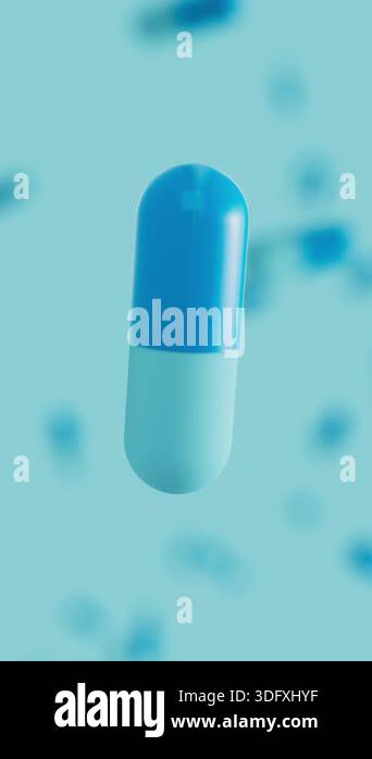 Animation of blue turquoise medicine capsule opening and remedy ...