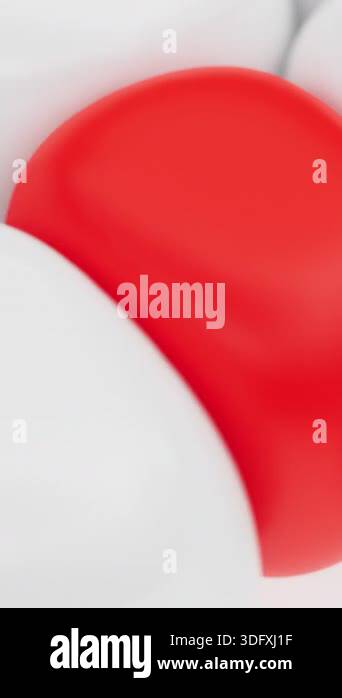 Red soft bubble move through white bubbles. Concept of struggle ...