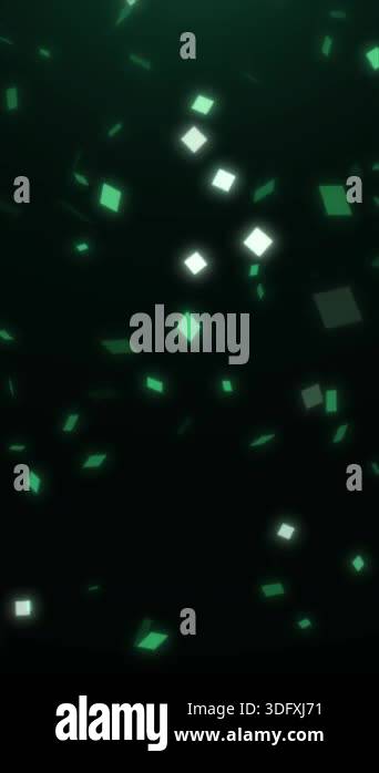 Green square shapes move against a dark background. Abstract, animated graphics Stock Video ...