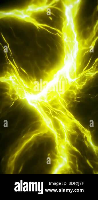 Yellow energy flows against a dark background, creating a hypnotic and ...