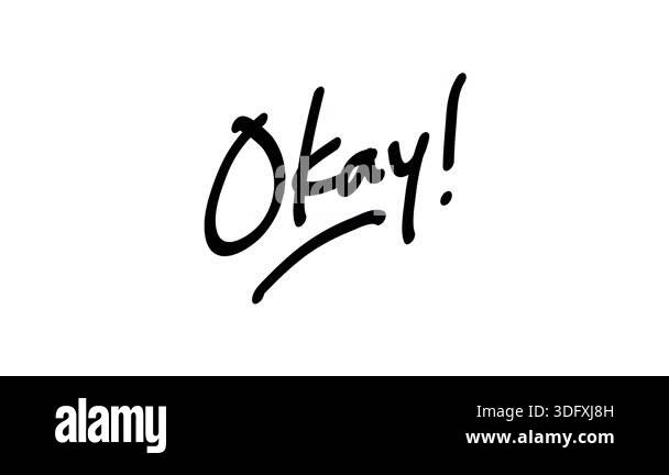 A dynamic bounce animation of the handwritten word "Okay!" rendered in ...