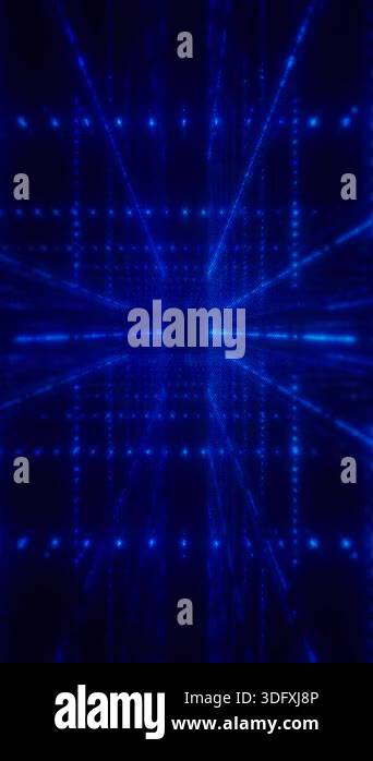 Bright blue light forms a geometric pattern and shapes a tunnel Stock ...