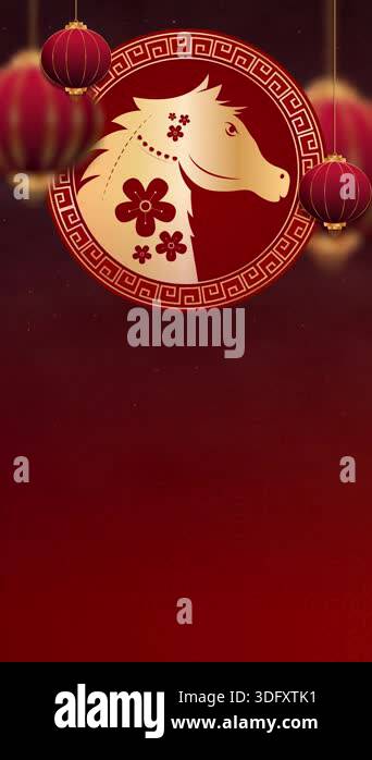 Year of the Horse cinematic motion background with smooth animation ...