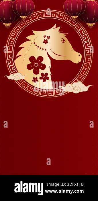 Animated Chinese zodiac horse celebrating the Year of the Horse with ...