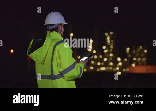 Engineers night shift working oil and gas refinery service, Workers ...