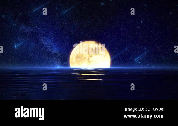 Moon rising over the sea(After Effects production Stock Video Footage ...