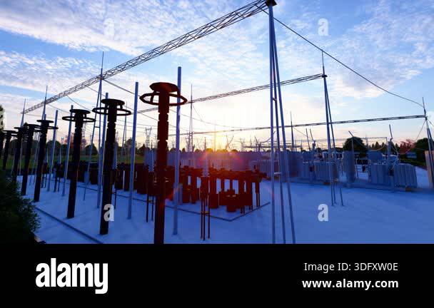 3D animation of UHV substation facilities Stock Video Footage - Alamy