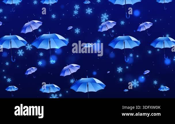 Dreamy blue particle snow umbrella dance stage background(After Effects ...