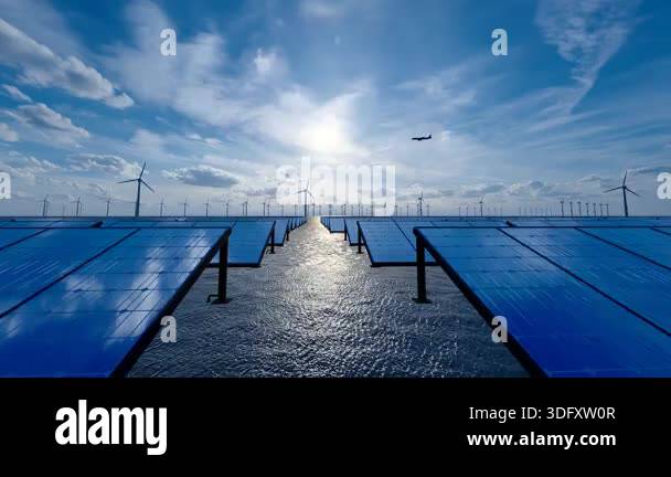 Aerial photography of offshore photovoltaic solar panels Stock Video ...