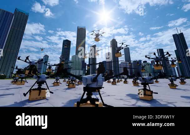 Aerial photography of low-altitude economical drone delivery(3D ...