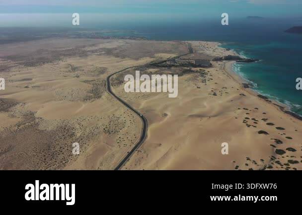Aerial drone footage of Corralejo Natural Park in Fuerteventura, Canary ...