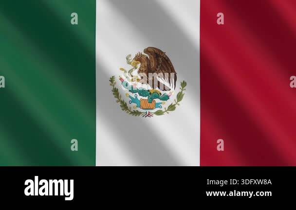 Animation of Mexico flag waving in the wind. Background with flag of ...