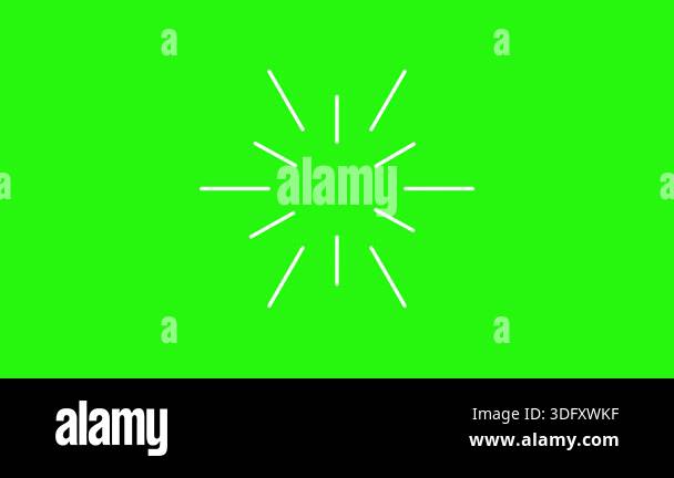 White doodle style spark animation explosion on green screen background ...