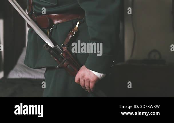 Details of policeman in uniform of 1920s in slow motion Stock Video ...