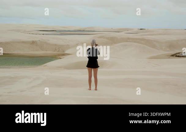 Lencois Maranhenses National Park drone view of dunes and lagoons ...