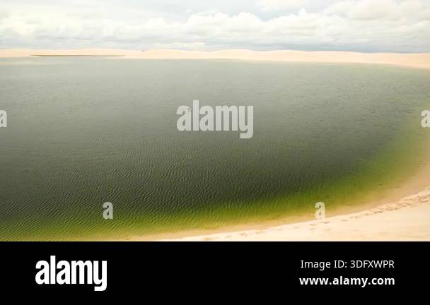 Lencois Maranhenses National Park drone view of dunes and lagoons ...