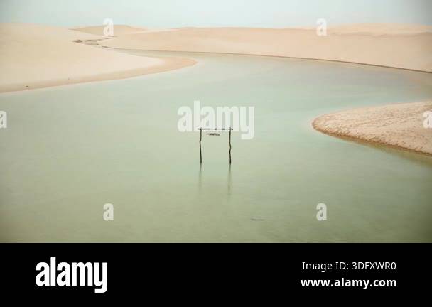 Lencois Maranhenses National Park drone view of dunes and lagoons ...