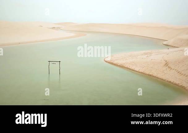 Lencois Maranhenses National Park drone view of dunes and lagoons ...