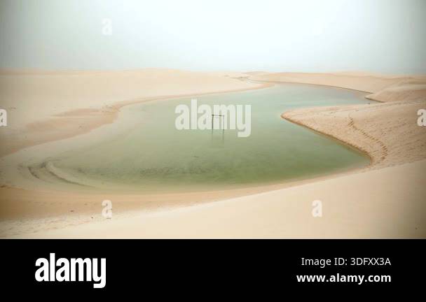 Lencois Maranhenses National Park drone view of dunes and lagoons ...