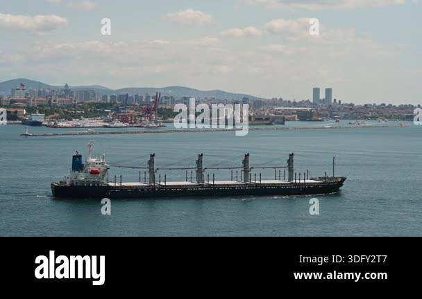 Istanbul, turkey, august 1, 2025. A large, empty dry cargo ship ...