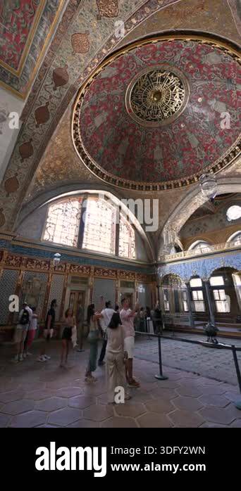 Istanbul, Turkey, August 1, 2025. Tourists photographing the ornate ...