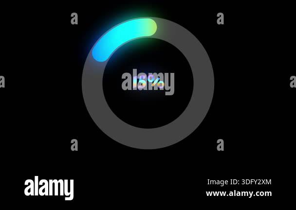 Colorful circular loading animation with rainbow glowing indicators ...