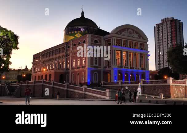 Amazonas Theater At Manaus Amazonas Brazil at sunset. Famous Building ...