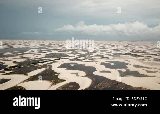 Lencois Maranhenses National Park drone view of dunes and lagoons ...