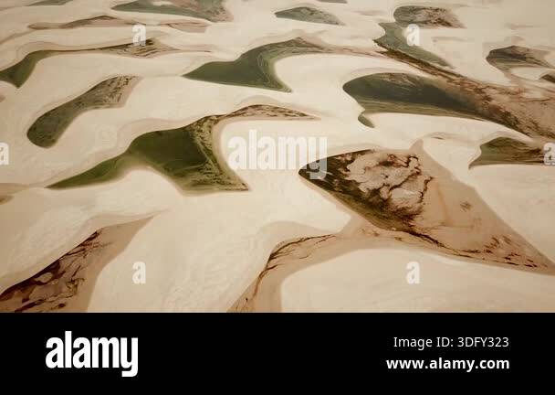 Lencois Maranhenses National Park drone view of dunes and lagoons ...