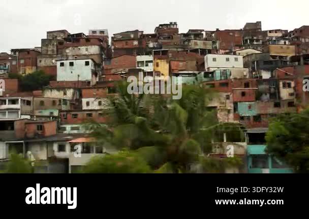 Brazil Favela, colourful houses with mountains near Rio de Janeiro ...