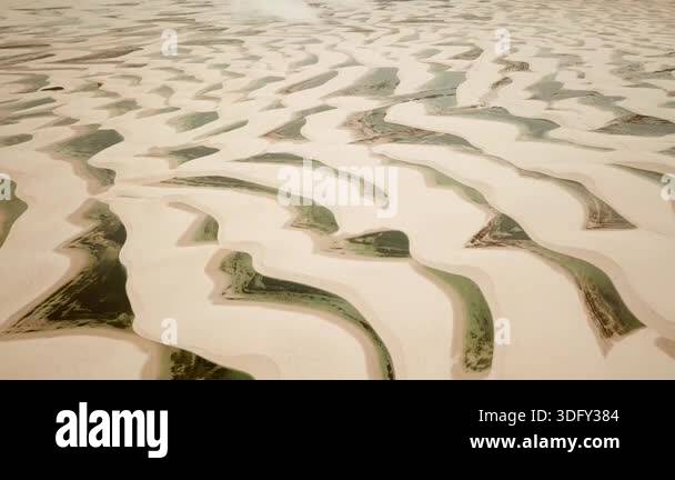 Lencois Maranhenses National Park drone view of dunes and lagoons ...