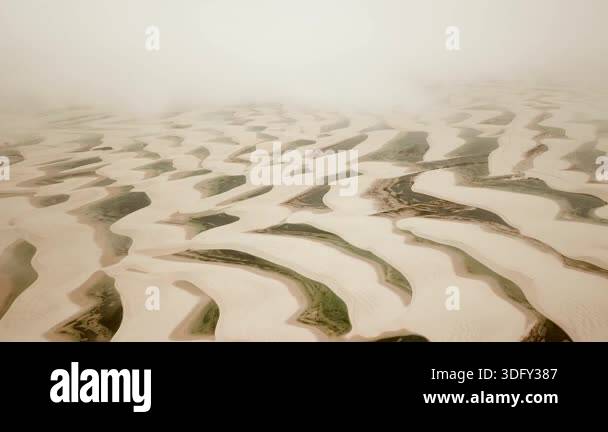 Lencois Maranhenses National Park drone view of dunes and lagoons ...