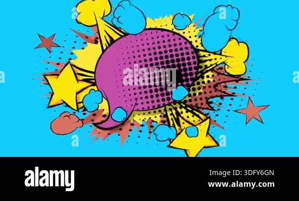Cartoon blank speech bubble, comic book video. Retro comics pop art ...