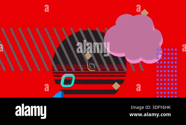 Geometrical graphic retro theme background animation with place for ...