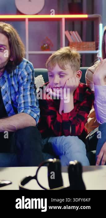 Family leisure concept where handsome bearded father,cute son and ...