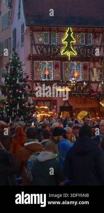 Colmar, France - 3.12.2025: Christmas and New Year street decorations ...