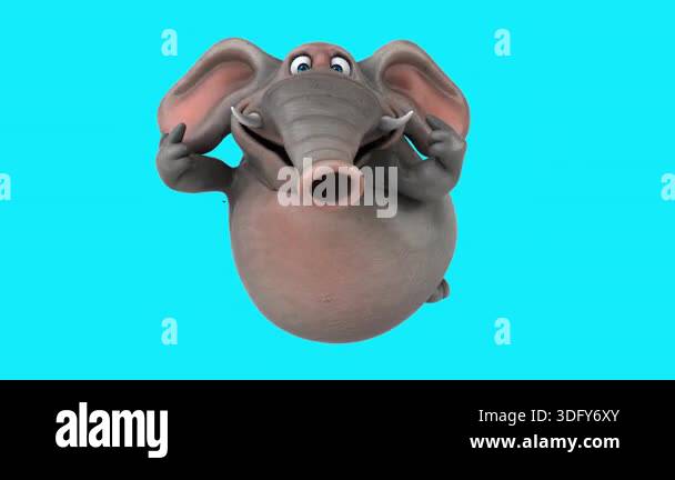 3D animated elephant cartoon character dancing against blue background ...