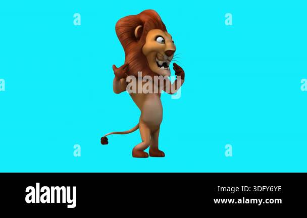 3D animated lion character dancing against blue background Stock Video ...