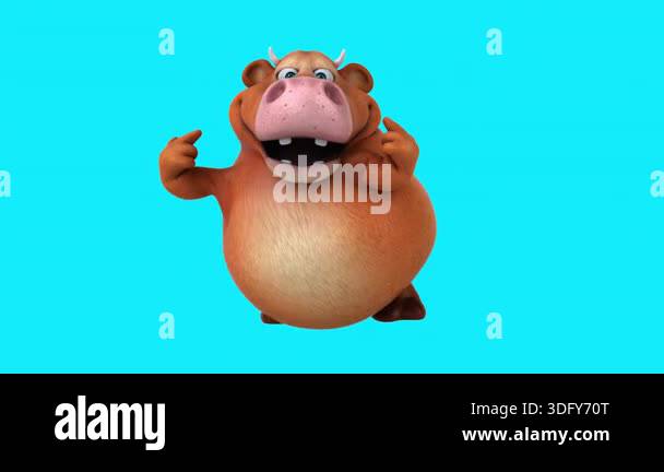 3D animated cow character dancing against blue background Stock Video ...