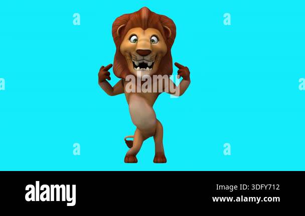 3D animated lion character dancing against blue background Stock Video ...