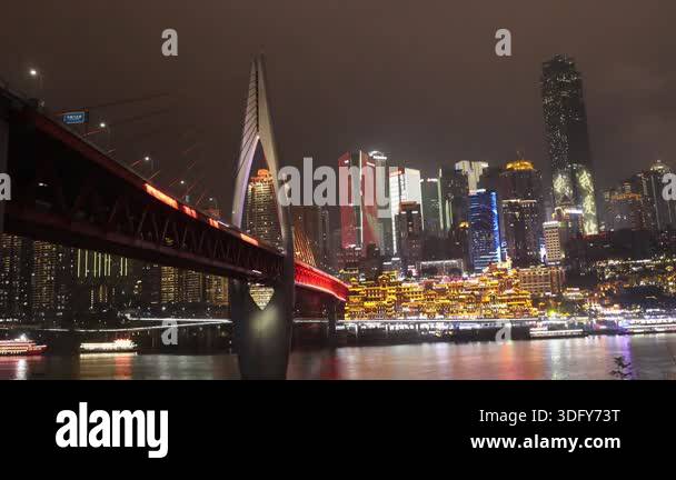 Chongqing, China- 8 Nov 2025: Night view of Chongqing city in China ...