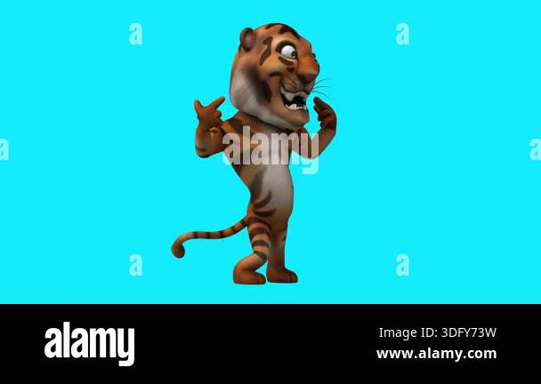 3D animated tiger character dancing against blue background Stock Video ...