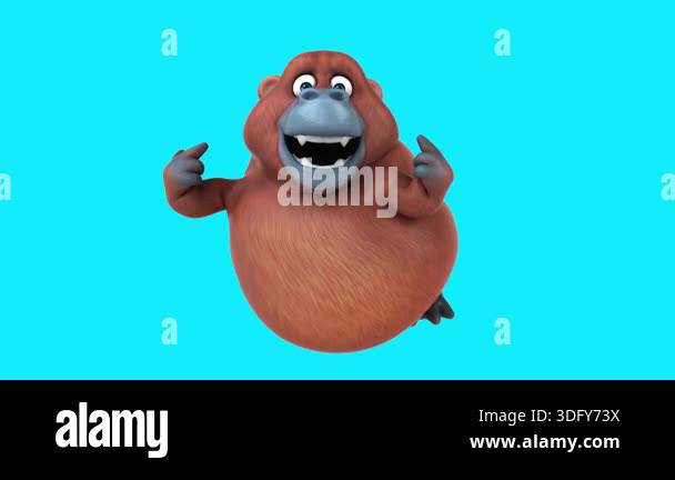 3D animated Orangutan character dancing against blue background Stock ...