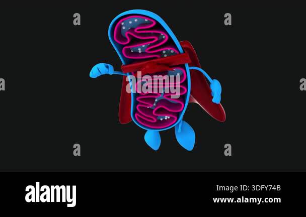 Fun 3D cartoon mitochondria superhero (with alpha channel included ...